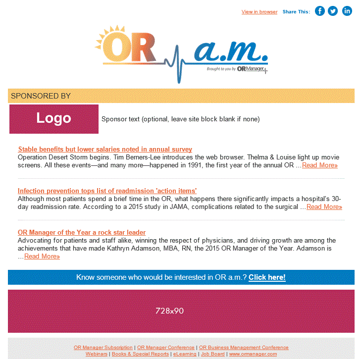 Sign up for OR a.m.! - OR Manager