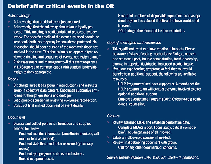 Importance of critical event debriefs cannot be overstated - OR Manager